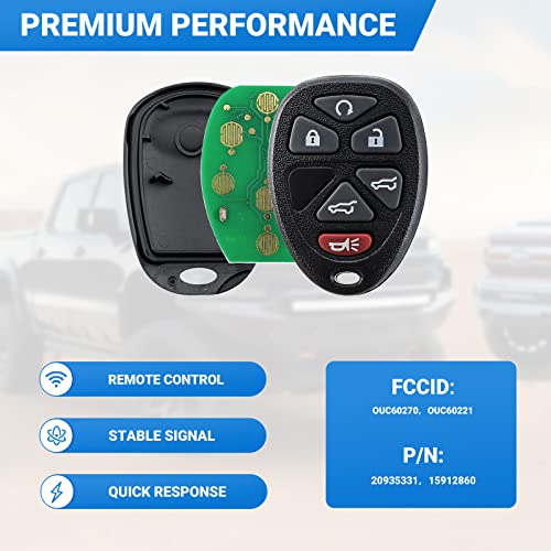 Pilida Keyless Entry Remote Car Key Fob Compatible with 2007-2014 Chevy Tahoe/Suburban| Cadillac Escalade 15913427| OUC60270 Set of 2