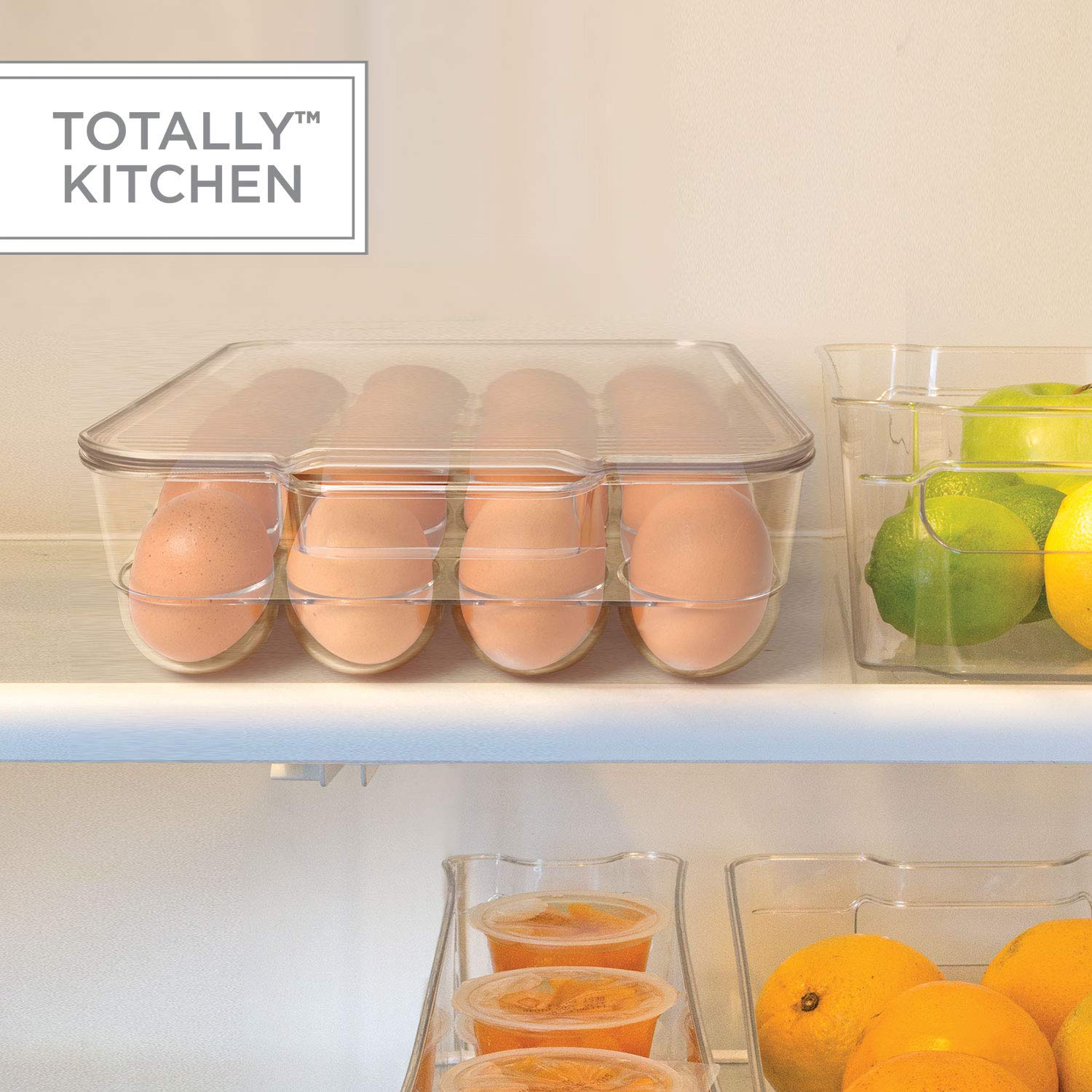 Totally Kitchen Egg Holder for Refrigerator, Fridge Organizers and Storage Clear, BPA-Free Plastic Storage Containers with Lid & Handles, 24 Eggs Tray Bins