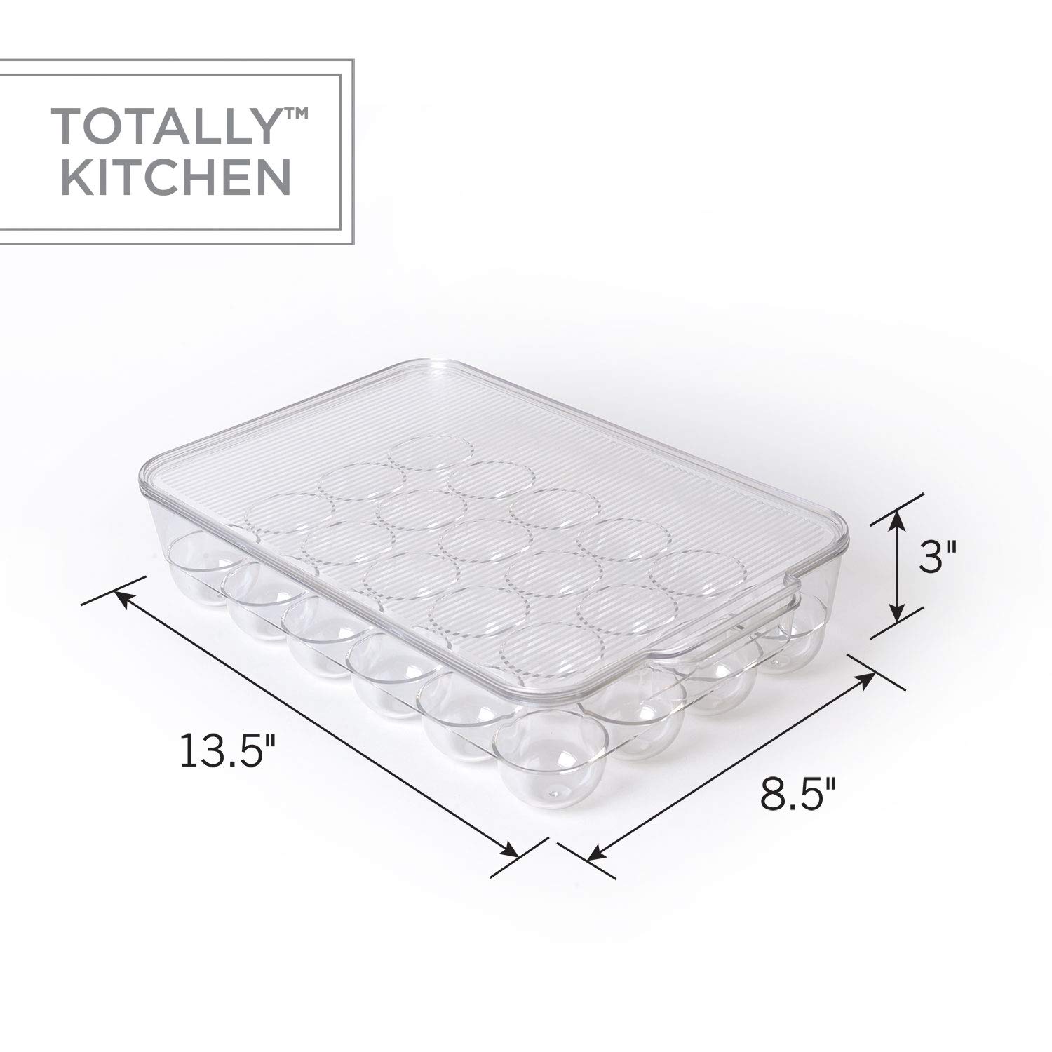 Totally Kitchen Egg Holder for Refrigerator, Fridge Organizers and Storage Clear, BPA-Free Plastic Storage Containers with Lid & Handles, 24 Eggs Tray Bins