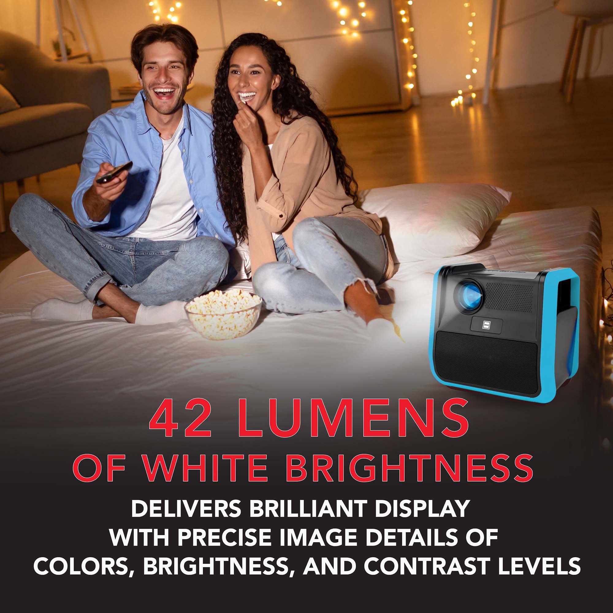 RCA - RPJ060 Portable Projector Home Theater Entertainment System, Long Lasting Battery - 2.5 Hours per Charge - Outdoor, Rechargeable, Speakers - Enjoy Without Any Cable on The go - Phone/Stick/PC