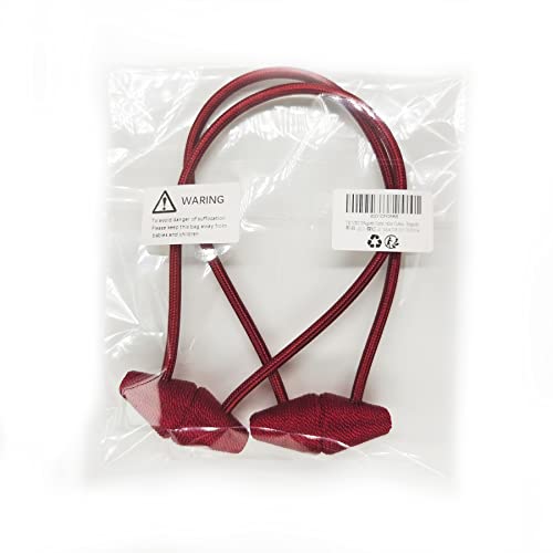 TECVINCI Magnetic Curtain Tiebacks with Upgrade Larger Magnet, 2 Pack 16 Inch Drapery Holdbacks for Indoor & Outdoor Curtain - Burgundy