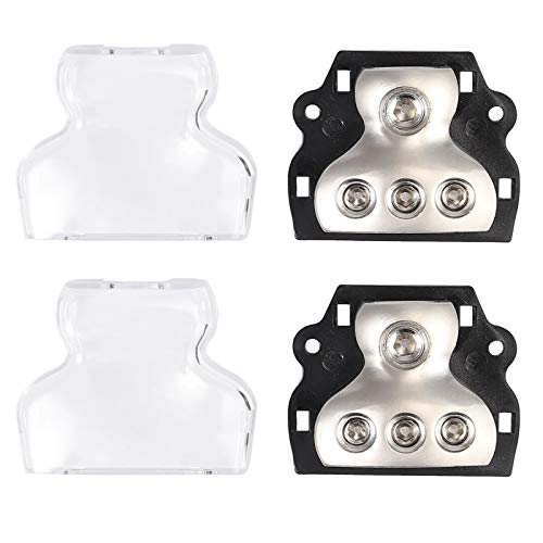 VonSom 3 Way Power Distribution Block, 1x 0 Gauge in / 3X 4 Gauge Out Amp Power Distribution Ground Distributor Connecting Block for Car Amplifier Audio Splitter 2 Pack