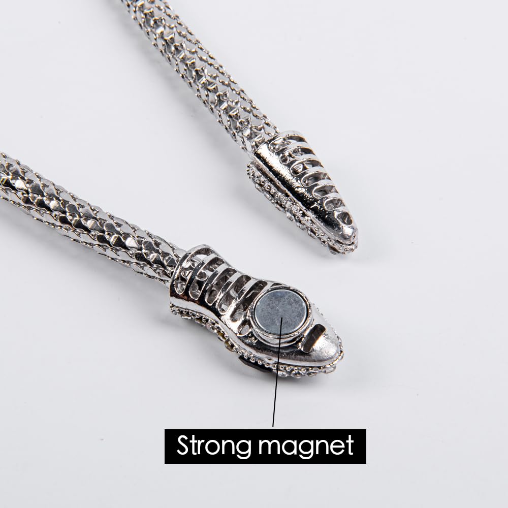 Magnetic Curtain Tiebacks Stainless Steel Curtain Buckle Tie Backs Set of 2 (Silver Snake)