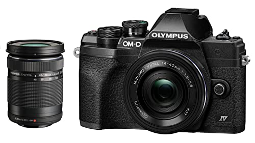 Olympus OM-D E-M10 Mark IV Digital Camera with M.Zuiko Digital ED 14-42mm f/3.5-5.6 EZ and M.Zuiko Digital ED 40-150mm f/4.0-5.6 R Lenses (Black) (2 Items)