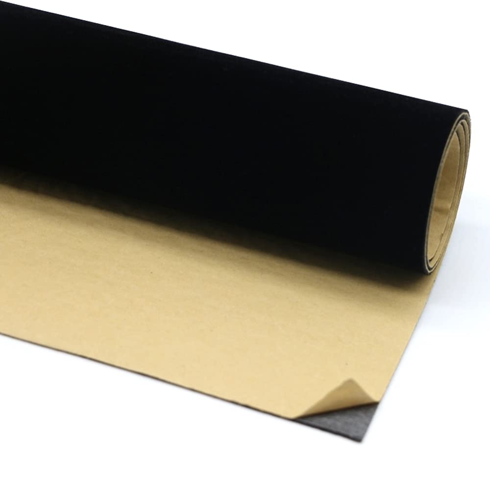 HDsticker 14.6x78.7 in Self Adhesive Fabric Velvet Drawer Liner Roll Sticky Velvet Flocking Liner for Jewelry Box Cabinets Dresser Drawer Furniture Crafts DIY Decal (Black)