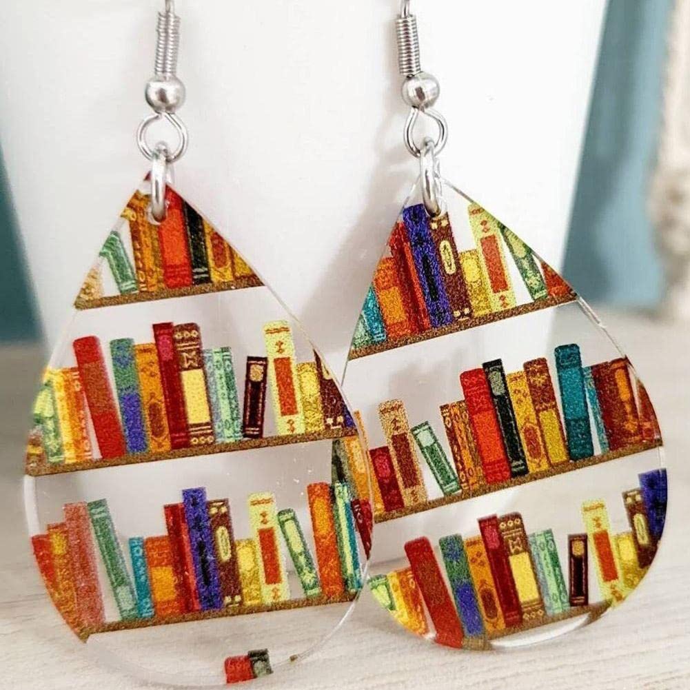 Acrylic Bookcase Earrings Dangle Book Shelves Earrings for Graduation Teachers Student Gift