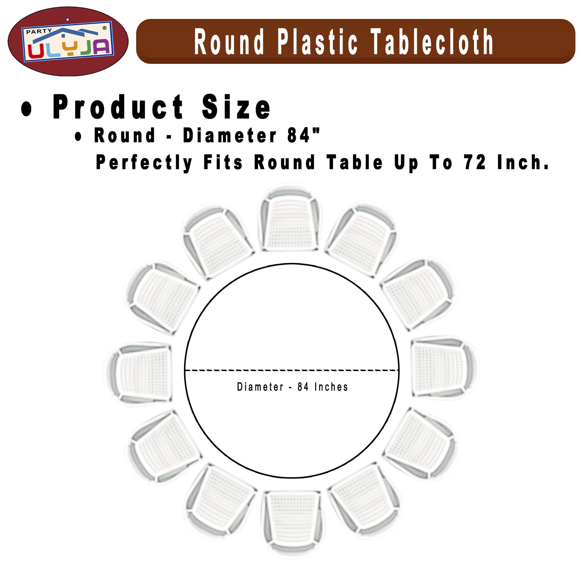 Black Plastic Tablecloths 3 Pack Disposable Table Covers 84 Inch Circle Shower Party Tablecovers PEVA Vinyl Table Cloths for Round Tables up to 6 ft and Picnic BBQ Birthday Wedding Catering Banquet