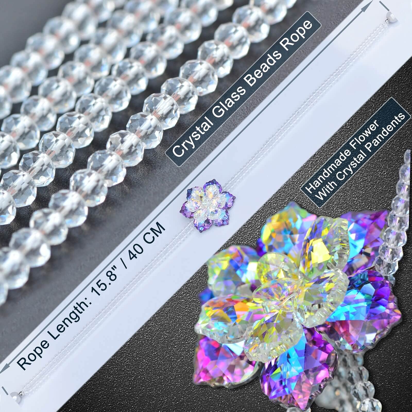 Magnetic Curtain Tiebacks, Crystal Flower Curtain Drapery Holdbacks with Crystal Beads Rope Window Curtain Decorative for Home Office Decor (Purple)