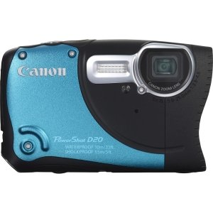 Canon PowerShot D20 12.1 MP CMOS Waterproof Digital Camera with 5X Image Stabilized Zoom 28mm Wide-Angle Lens a 3.0-Inch LCD and GPS Tracking (Blue)