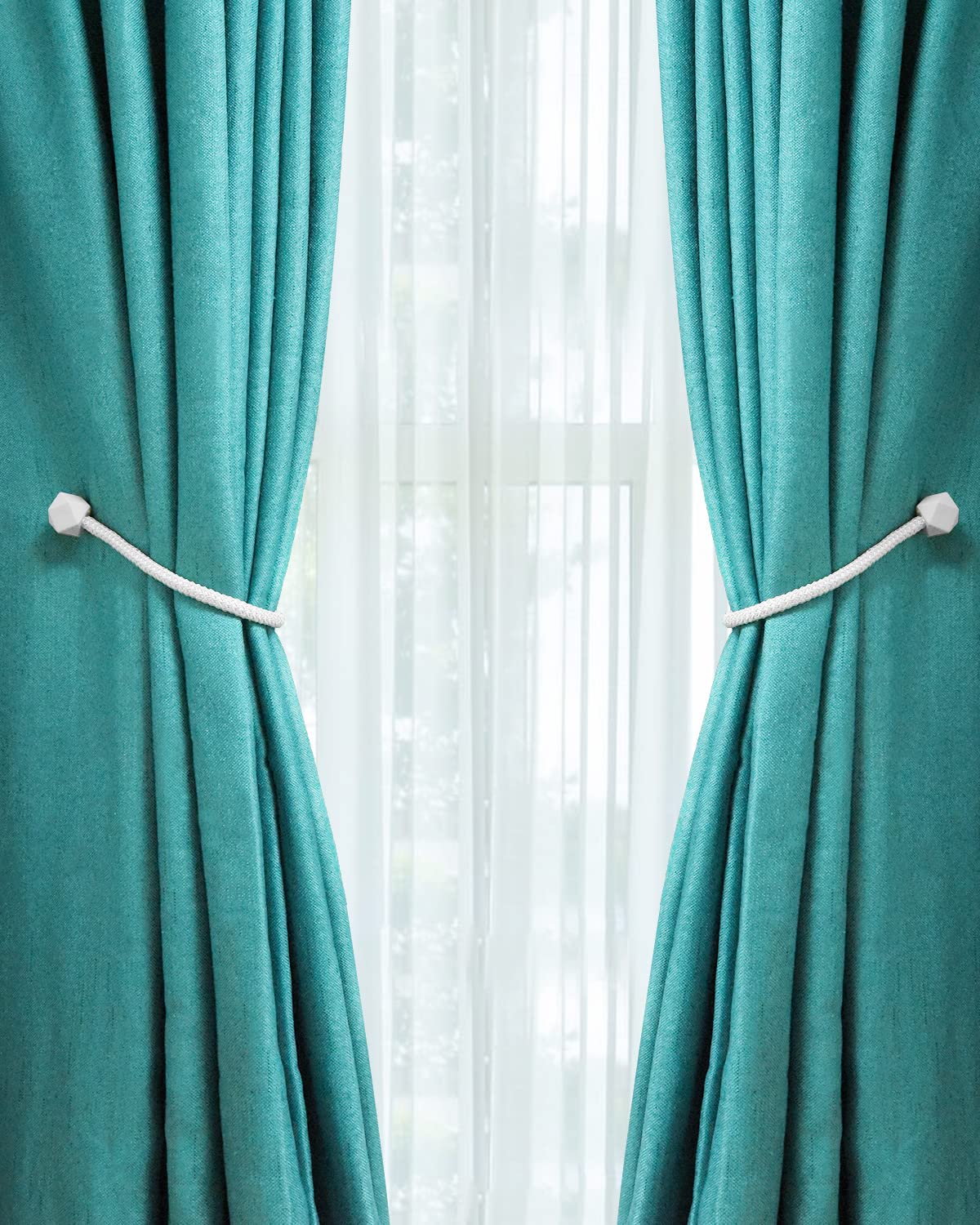 OySeyFo 8 Pack Magnetic Curtain Tiebacks, Drapery Holdbacks with Upgraded Magnet Convenient Drape Tie Backs European Style Decorative Curtain Ties for Home&Office Window Draperies(White)