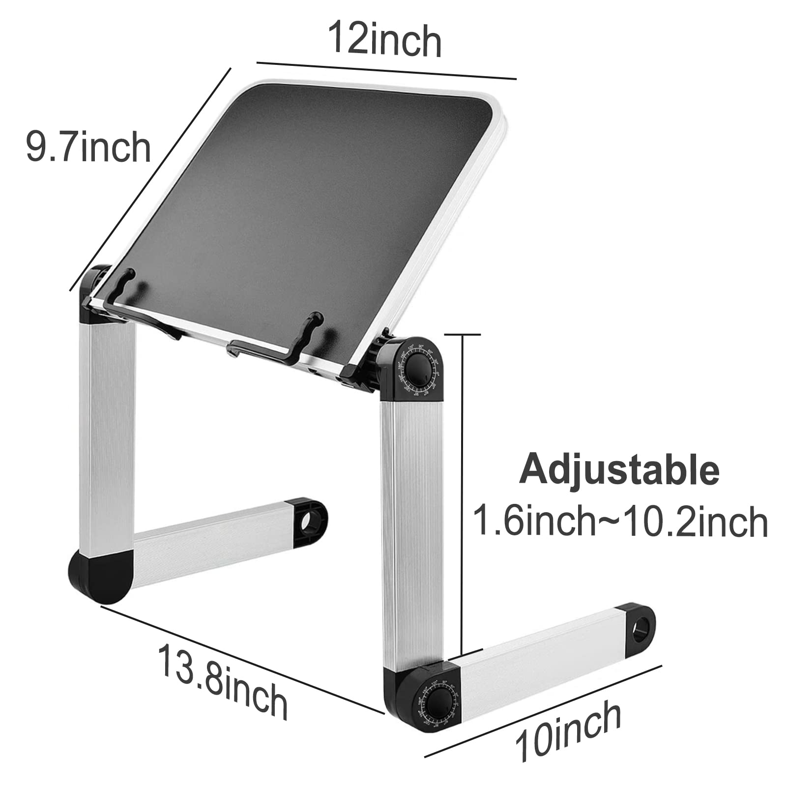 Book Stand Laptop Stand Adjustable Book Holder Tray with Page Paper Clips Ergonomic Multi Heights Angles Adjustable Cooking Bookstands for Textbook Recipe Magazine Laptop Tablet Portable