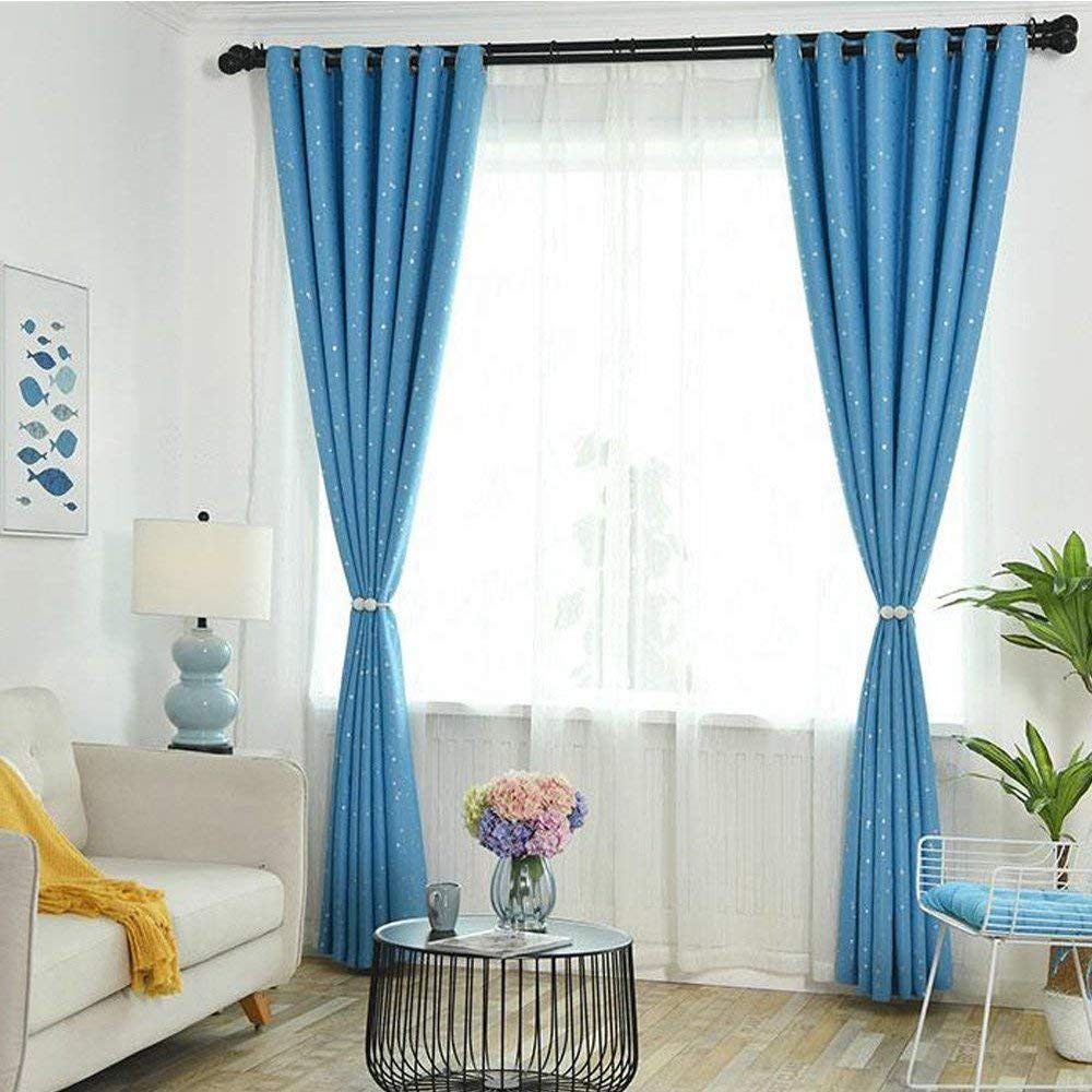 AINAAN 2 Pack Magnetic Curtain Tiebacks Convenient Drape Tie Backs Pearl Decorative Rope Holdback Holder for Small, Thin or Sheer Window Drapries, 2019, Light Blue
