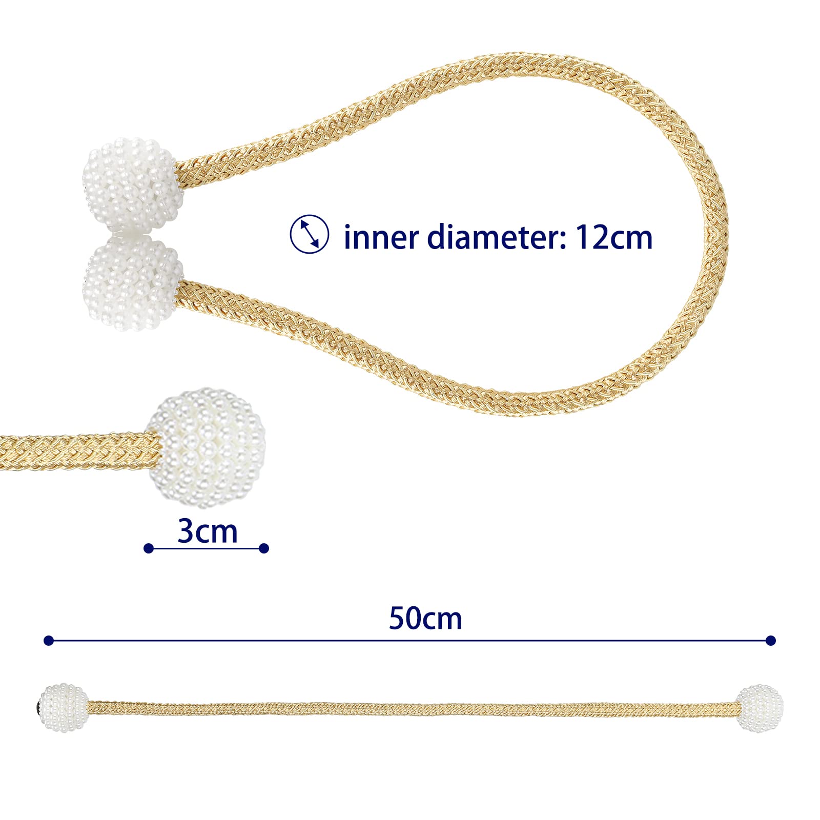 AWOLIC Magnetic Curtain Tiebacks 6 Pack,Classic European Curtain Holdbacks for Drapes,Used for Home and Office Decoration (Gold)