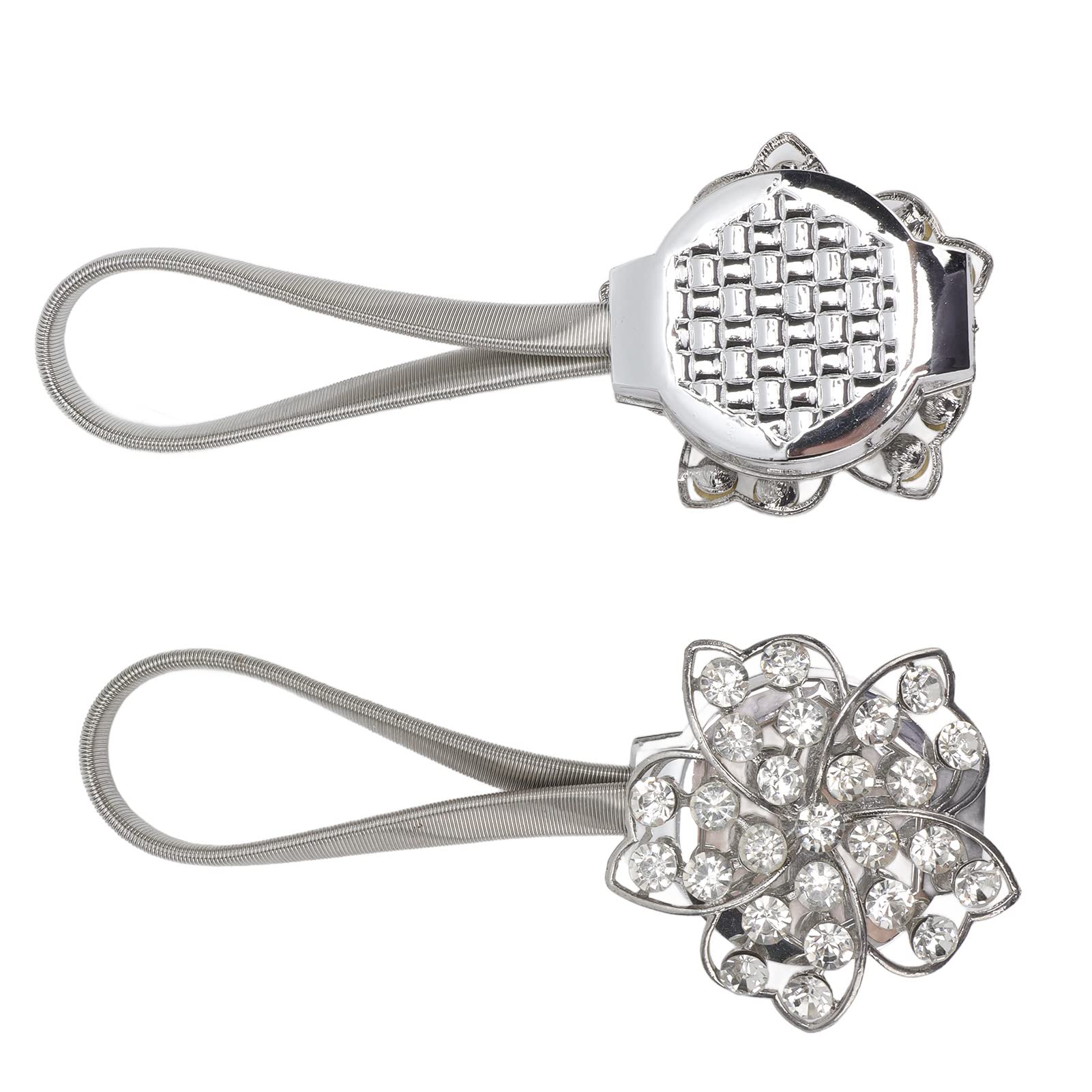Marooma 2Pcs Magnetic Curtain Tiebacks, Sparkling Crystal Flower Curtain Buckle Clips, Convenient Drape Tie Backs Decorative Curtain Holdbacks Holder Curtain Tiebacks for Home.