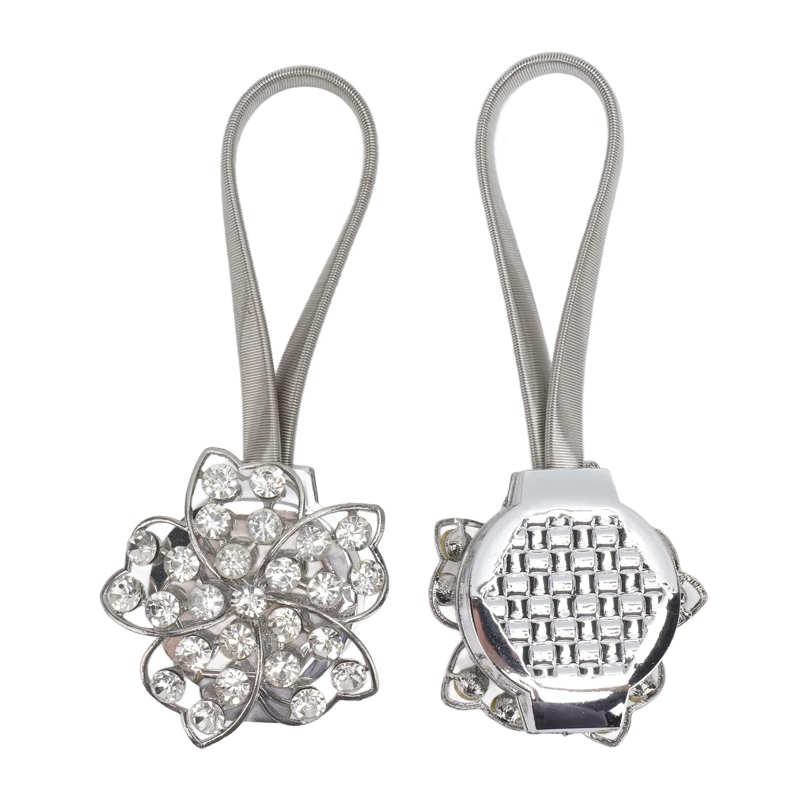 Marooma 2Pcs Magnetic Curtain Tiebacks, Sparkling Crystal Flower Curtain Buckle Clips, Convenient Drape Tie Backs Decorative Curtain Holdbacks Holder Curtain Tiebacks for Home.