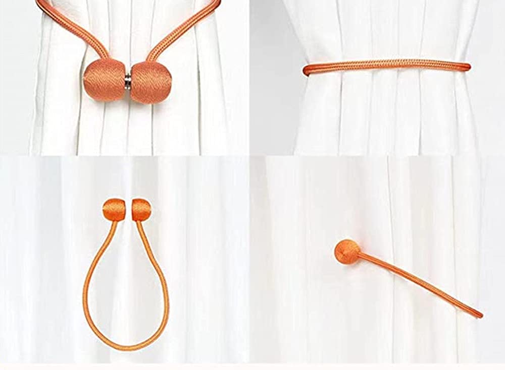 1Pair Magnetic Ball New Pearl Curtain Simple Tie Rope Accessory Rods Accessoires Backs Holdbacks Buckle Clips Hook Holder Home Decor (Orange)