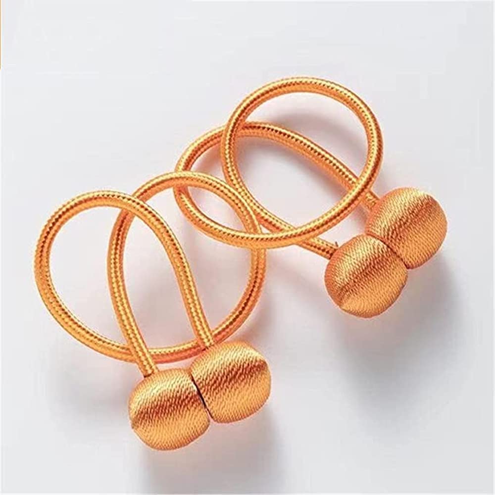 1Pair Magnetic Ball New Pearl Curtain Simple Tie Rope Accessory Rods Accessoires Backs Holdbacks Buckle Clips Hook Holder Home Decor (Orange)