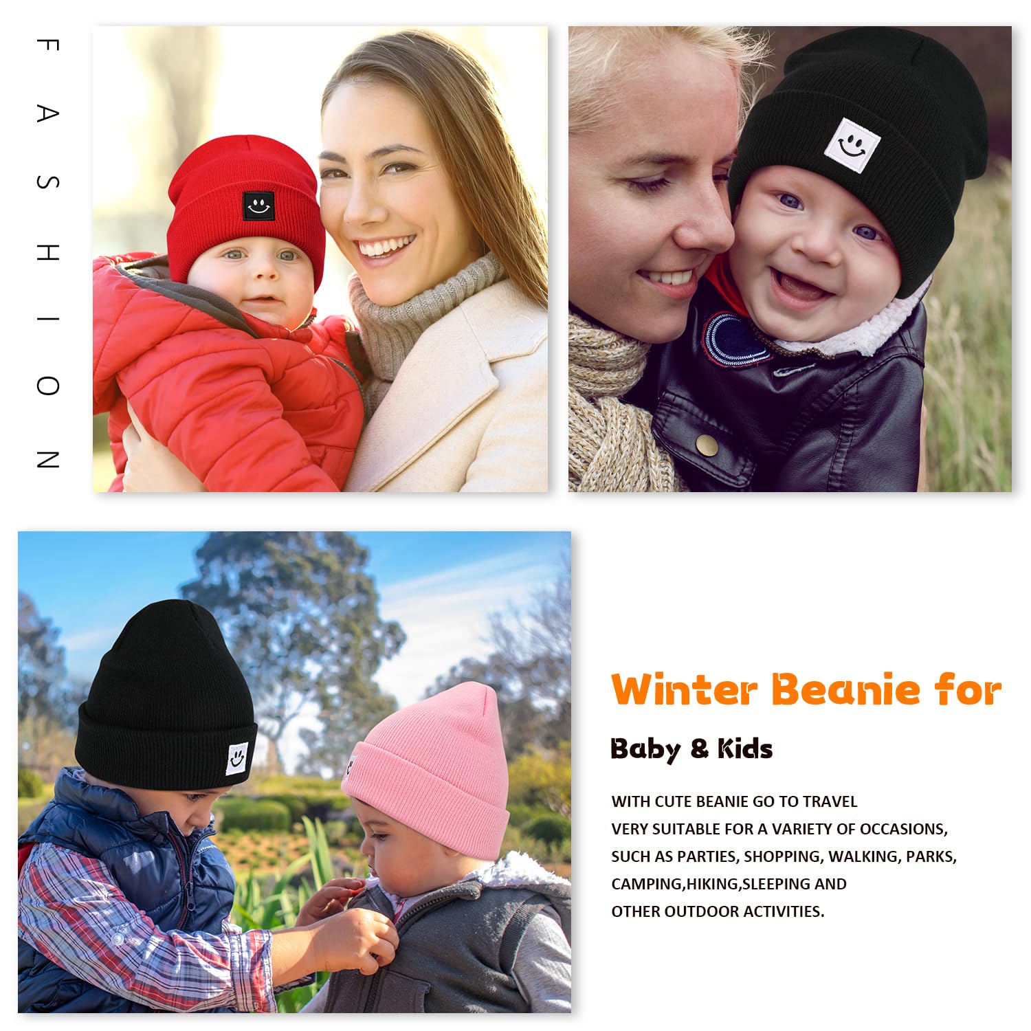 DANMY Baby Beanie Hat, Newborn Toddler Winter Warm Knit Hat, Kids Soft Beanie Cap