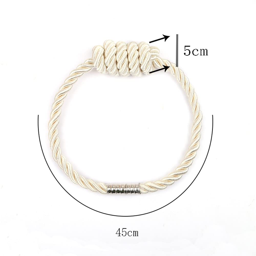1Pc Magnetic Curtain Tieback Hanging Ball Hold-Back Clip Window Drape Buckle Rope Tie Backs Curtains Holder Accessory,Beige,2Pcs