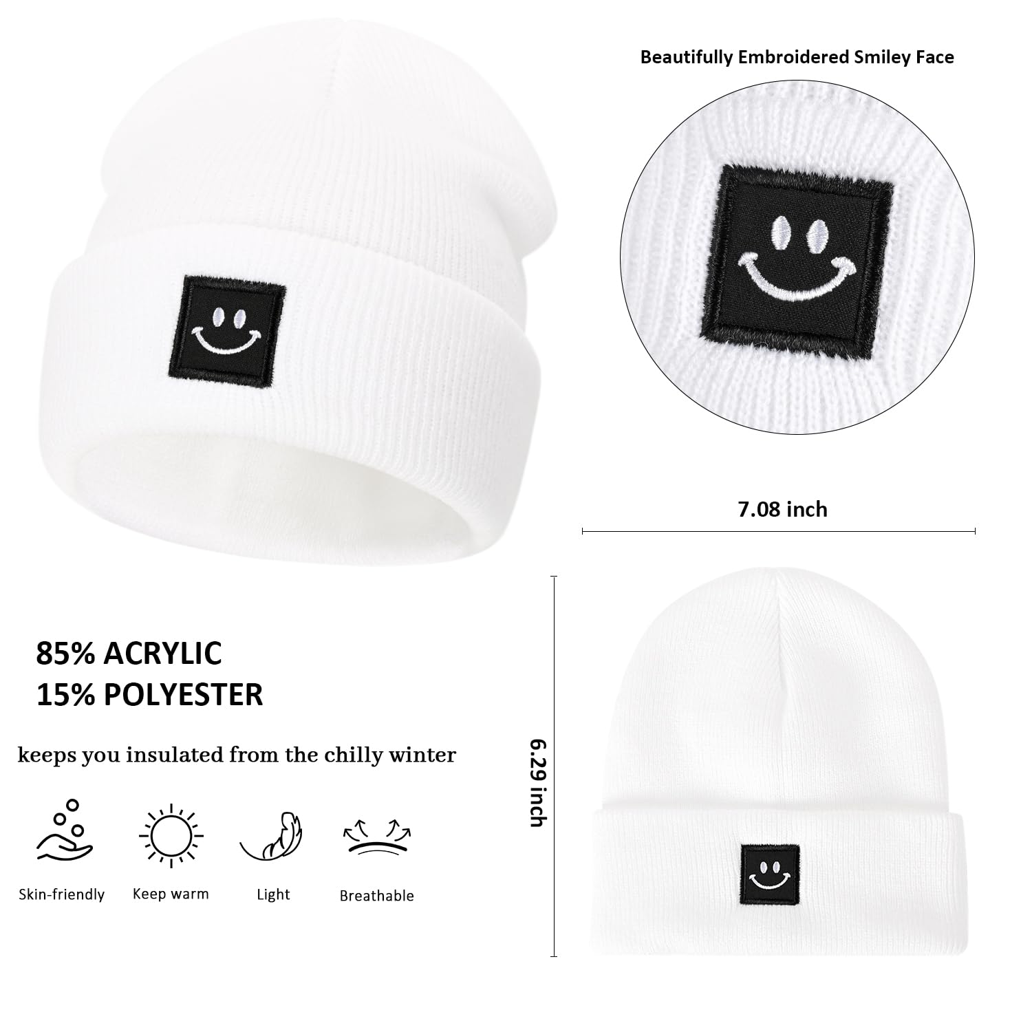 DANMY Baby Beanie Hat, Newborn Toddler Winter Warm Knit Hat, Kids Soft Beanie Cap