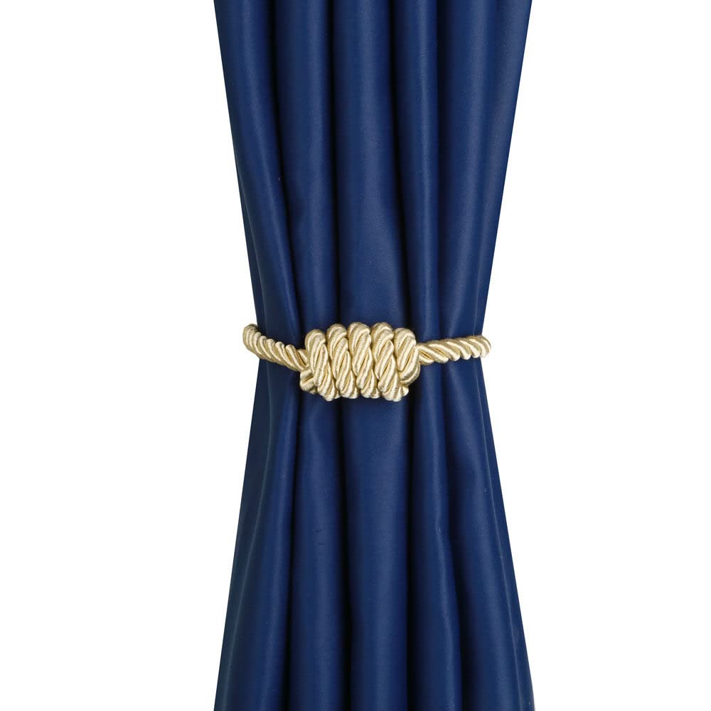 1Pc Magnetic Curtain Tieback Hanging Ball Hold-Back Clip Window Drape Buckle Rope Tie Backs Curtains Holder Accessory,Beige,2Pcs
