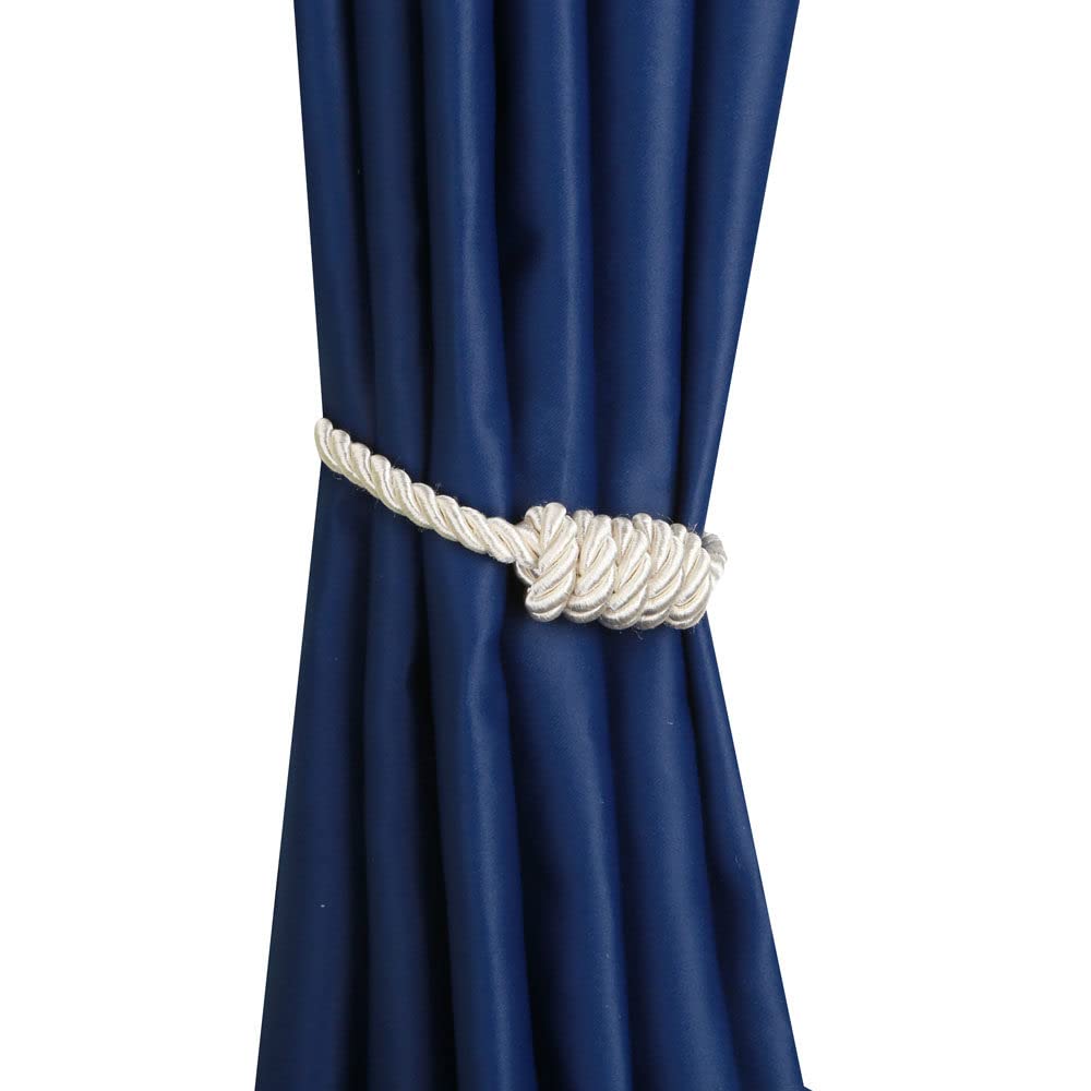 1Pc Magnetic Curtain Tieback Hanging Ball Hold-Back Clip Window Drape Buckle Rope Tie Backs Curtains Holder Accessory,Beige,2Pcs