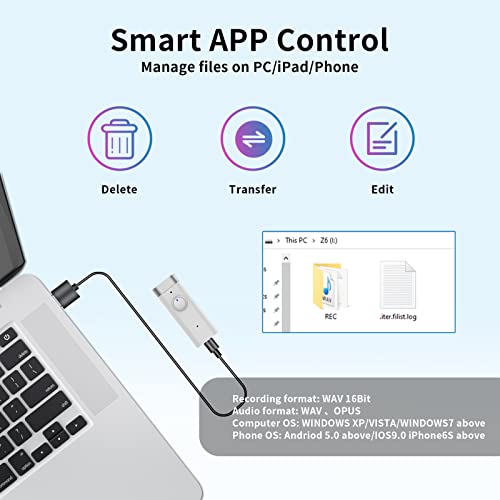Voice Recorder 32G, DOSMONO High-Definition Recording with Playback Function,Transcription to Text Dialogue Translation Photo Translation on APP for Lectures Meetings