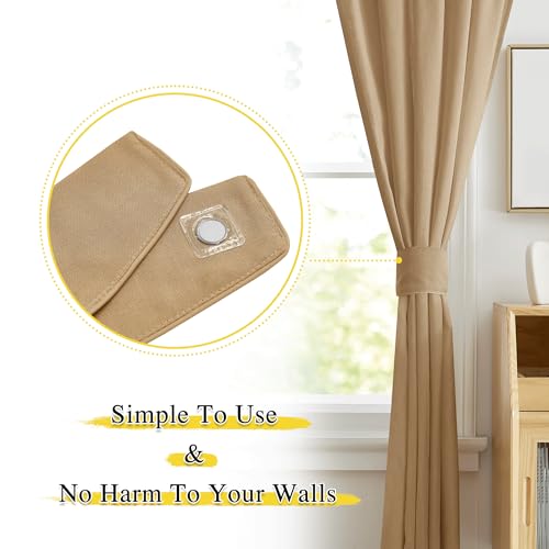 NICETOWN Thick Linen Strong Magnetic Curtain Tiebacks - Natural Decorative Curtain Ties Wide Straps Holdbacks for Modern Curtains (Burlap, 11.8 X 4 Inches, Set of 4)