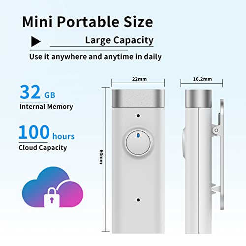 Voice Recorder 32G, DOSMONO High-Definition Recording with Playback Function,Transcription to Text Dialogue Translation Photo Translation on APP for Lectures Meetings