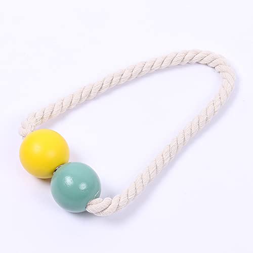 2 Pack,Curtain Rope Ties,Magnetic Curtain Tiebacks,Wooden Magnetic Curtain Tiebacks Pair, Magnetic Curtain Tie Backs for Home, Office, Window Accessories- Blue and Yellow||40cm