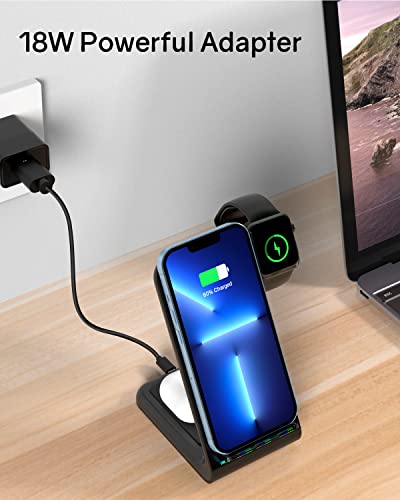 Wireless Charging Station for Multiple Device Apple - 3 in 1 Wireless Charger Stand Dock for Apple Watch 7/SE/ 6/5/4/3/2, Airpods 3/2/Pro, iPhone 13 Pro/13/12Pro/12/11 Certified Phones