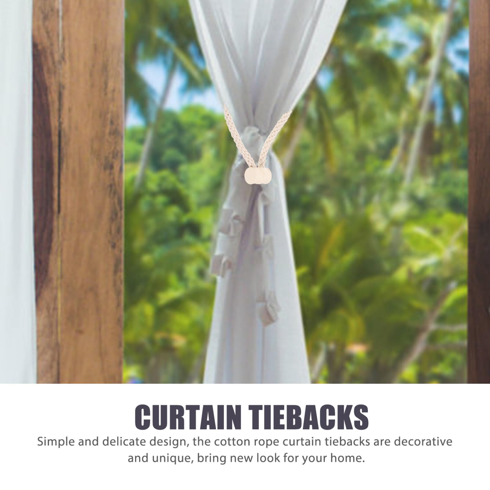 iplusmile 2 Pcs Curtain Magnetic Button Curtain Ties Weave Rope Curtain Tiebacks Woven Rope Curtain Tiebacks Magnetic Drape Curtain Tiebacks Weave Rope Curtain Tie Backs Cotton No Punching
