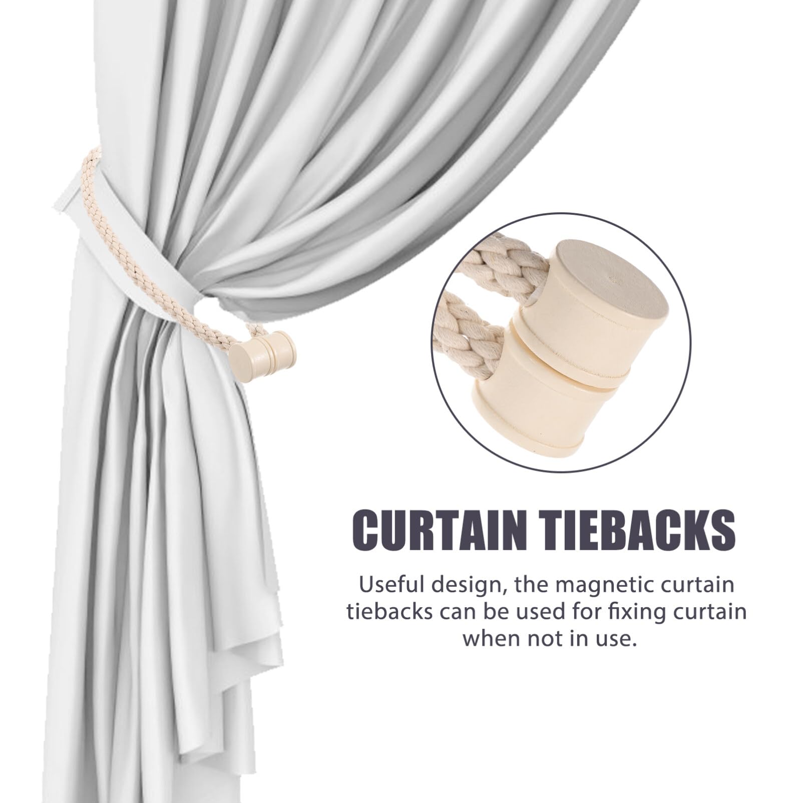 iplusmile 2 Pcs Curtain Magnetic Button Curtain Ties Weave Rope Curtain Tiebacks Woven Rope Curtain Tiebacks Magnetic Drape Curtain Tiebacks Weave Rope Curtain Tie Backs Cotton No Punching