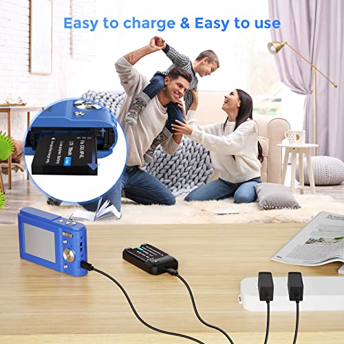 Digital Camera, RUAHETIL Autofocus FHD 1080P 48MP Kids Vlogging Camera with 32GB Memory Card, 2 Charging Modes 16X Zoom Compact Camera Point and Shoot Camera for Kids Teens (Blue)