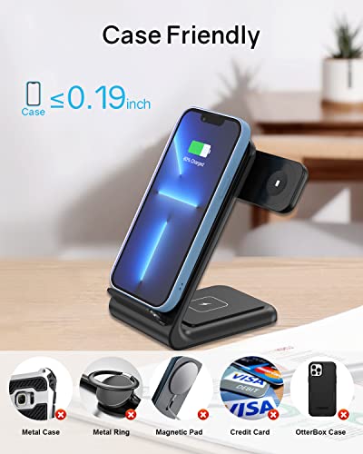 Wireless Charging Station for Multiple Device Apple - 3 in 1 Wireless Charger Stand Dock for Apple Watch 7/SE/ 6/5/4/3/2, Airpods 3/2/Pro, iPhone 13 Pro/13/12Pro/12/11 Certified Phones