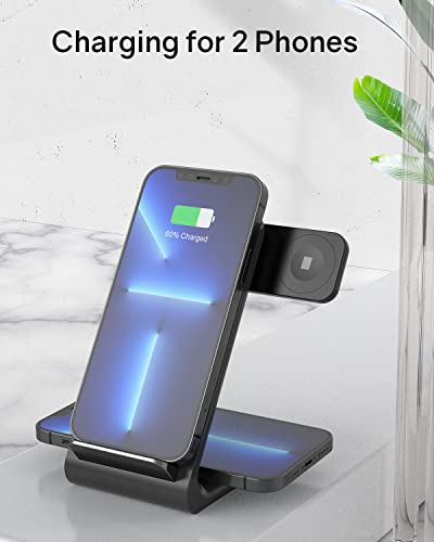Wireless Charging Station for Multiple Device Apple - 3 in 1 Wireless Charger Stand Dock for Apple Watch 7/SE/ 6/5/4/3/2, Airpods 3/2/Pro, iPhone 13 Pro/13/12Pro/12/11 Certified Phones