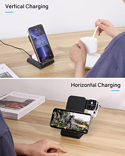 Wireless Charging Station for Multiple Device Apple - 3 in 1 Wireless Charger Stand Dock for Apple Watch 7/SE/ 6/5/4/3/2, Airpods 3/2/Pro, iPhone 13 Pro/13/12Pro/12/11 Certified Phones