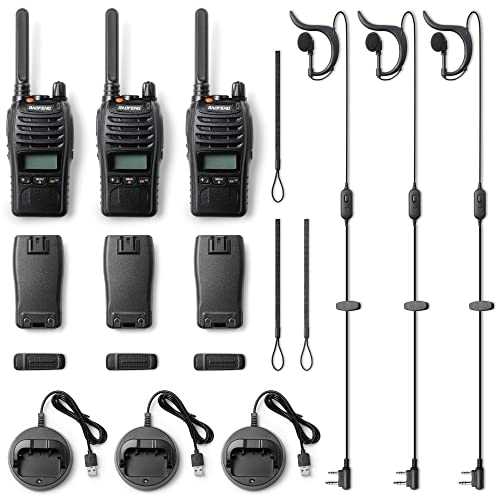 BAOFENG Walkie Talkies for Adults, Long Range Rechargeable Walky Talky BF-88ST Pro NOAA VOX Dual Watch, with Desktop Charger and Earpieces (3 Pack)