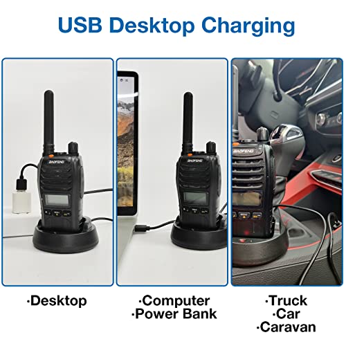 BAOFENG Walkie Talkies for Adults, Long Range Rechargeable Walky Talky BF-88ST Pro NOAA VOX Dual Watch, with Desktop Charger and Earpieces (3 Pack)