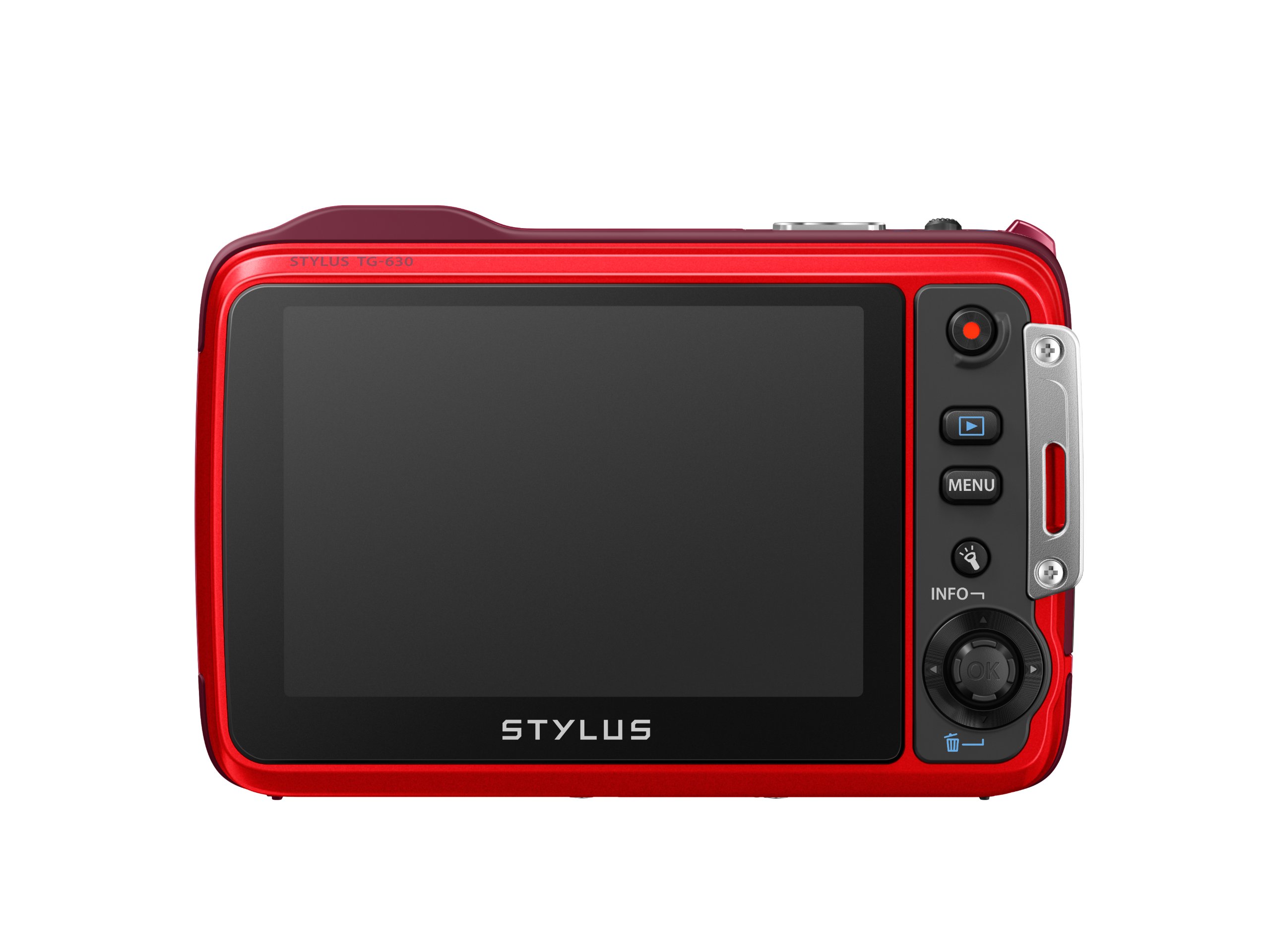 Olympus Stylus TG-630 iHS Digital Camera with 5x Optical Zoom and 3-Inch LCD (Red) (Old Model)