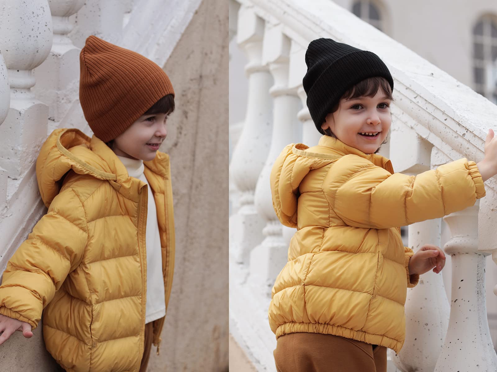 LMLALML 2 Pack Beanie for Baby Boys Soft Knit Baby Winter Hat Stripe Warm Baby Beanies Black Yellow