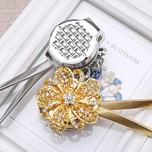 JQWUPUP Magnetic Curtain Tiebacks, Luxury Crystal Blossoms Drapery Holdbacks - Decorative Curtain Tie Backs Clip for Sheer and Blackout Panels (2 Pieces, Gold Yellow)