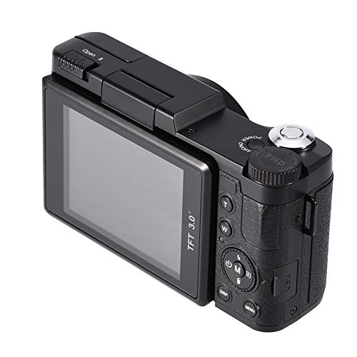 Akozon Digital Camera Camera 24MP Full HD 1080P 4 Times Camera 3.0 Inch 180 Degree Rotation Flip Screen Flash Light for YouTube for Vlog Video Shooting