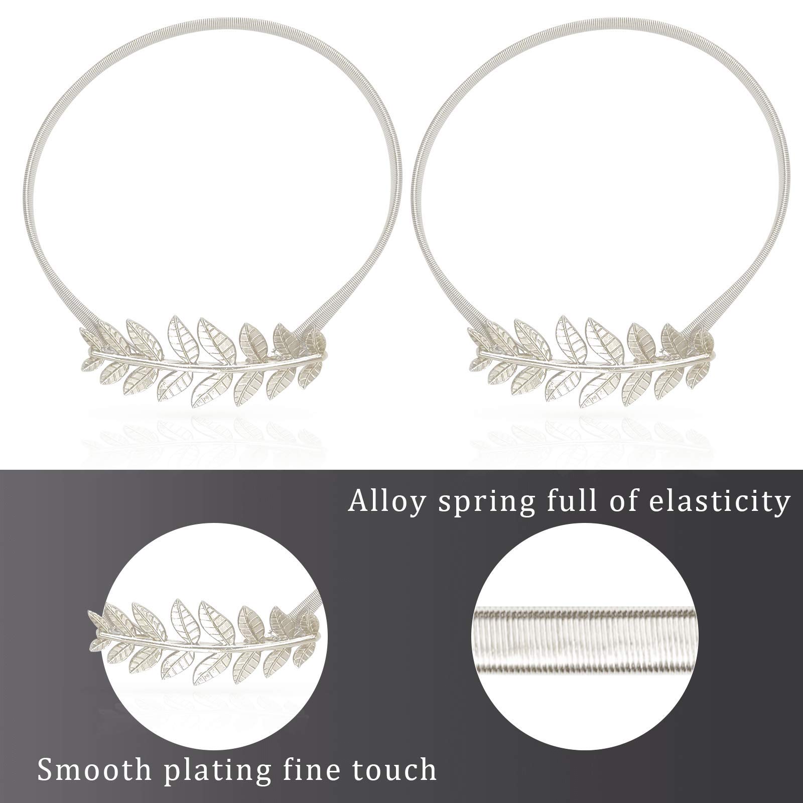 4Pack Aluminum Alloy Spring Design Curtain Tiebacks - Leaf Carving Design Curtain Ties for Drapes - Modern Style Holdbacks (Silver Leaf)