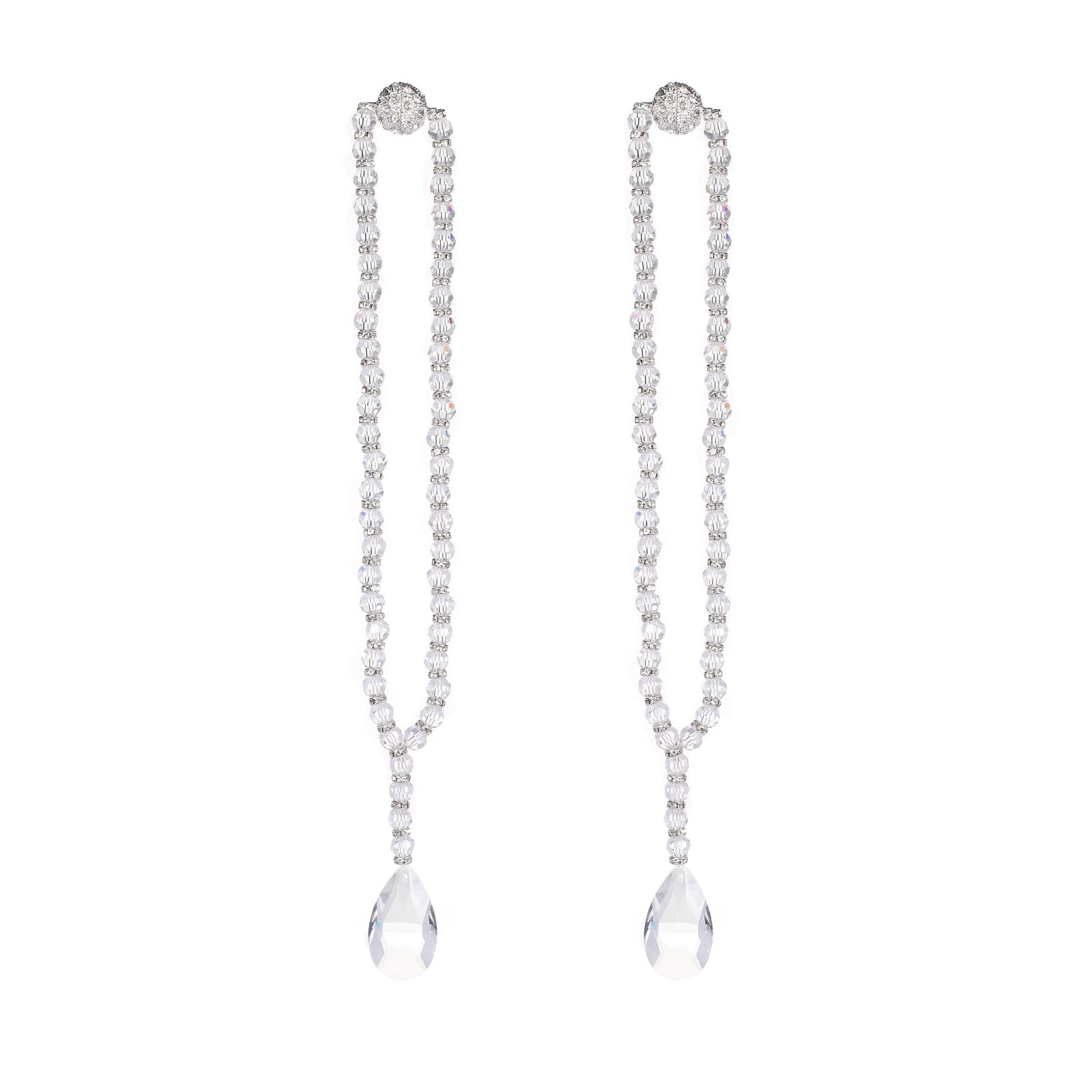 SUQ I OME 1 Pair of Luxury Crystal Beaded Magnetic Curtain Tieback and Holdback Curtain Clips Curtain Buckle Curtain Holder Blingbling Curtain Holdbacks for Drapes,Crystal