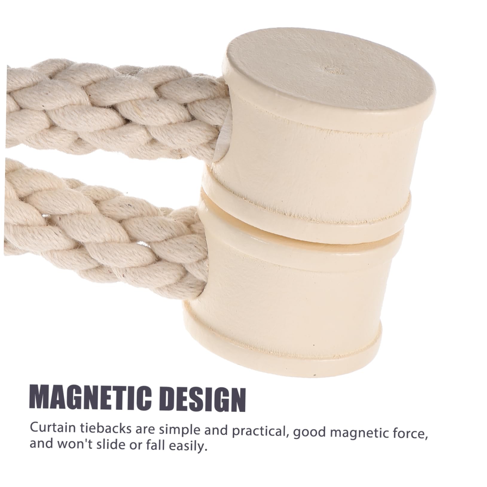 Mobestech Decorative Curtain Tiebacks 2 Pack Magnetic No Hole Needed Weave Rope for Home Office Hotel Simple Sturdy Design