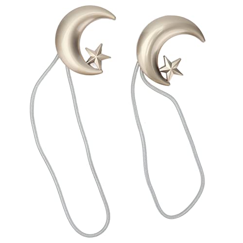 2PCS Strong Magnetic Curtain Tiebacks Modern Simple Style Drape Tie Backs Convenient Decorative Weave Rope Curtain Holdbacks Curtain Tiebacks Magnetic Curtain Buckle Drapery Holdbacks(Gold)