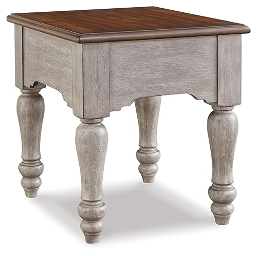 Signature Design by Ashley Lodenbay Classic Farmhouse End Table with 1 Drawer, Antique Gray & Brown