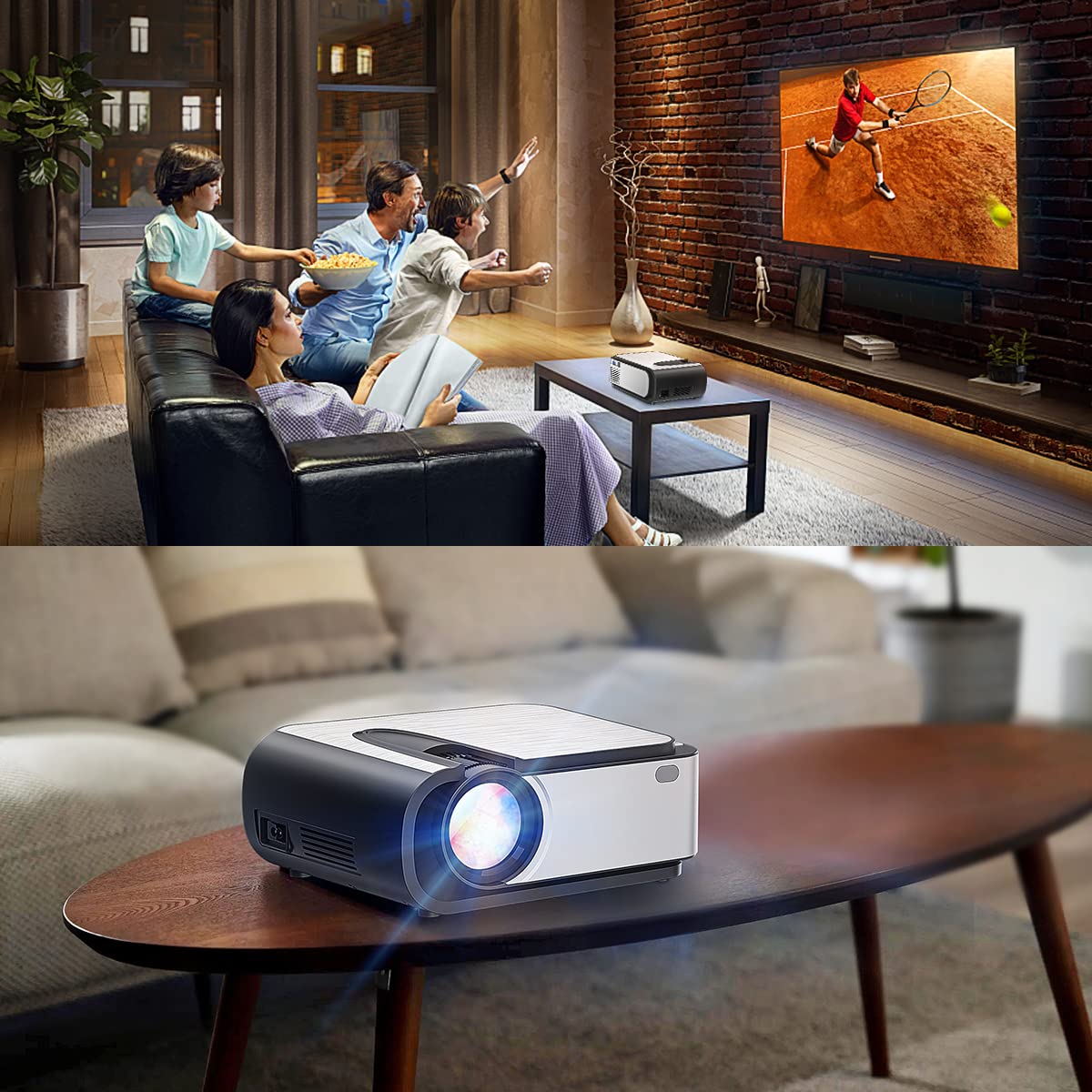 Mini Projector,Patviti Portable Projector with 8000 Lumen and Full HD 1080P for Multimedia Home Theater Video Projector,Compatible USB, VGA, AV, Smartphone, Pad, TV Box, Laptop