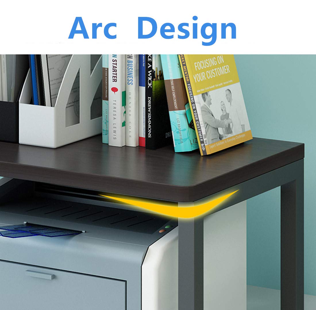 TMUCUNG Printer Stand Desktop Stand for Printer 3-Tier Multifunction Storage Book Shelf Floor Printer Table Space Organizer Perfect for Office Living Room Kitchen(Black)